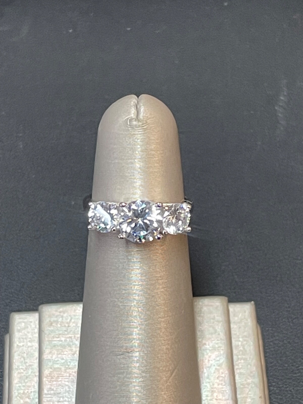 Beautiful Sterling Silver Three Stone Cubic Zirconia Ring Size 6 | eBay