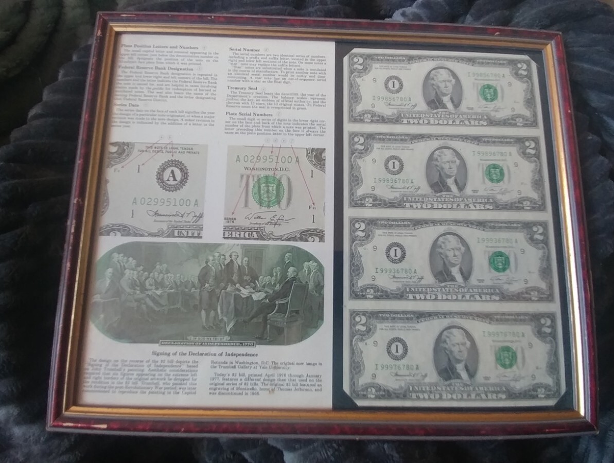 Sheet Of 4 $2 Dollar Bills, Bureau Of Printing Engraving 1976 ...