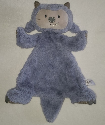 Demdaco Plush Blue Growl Pal Monster Baby Security Blanket Lovey Rattle ...