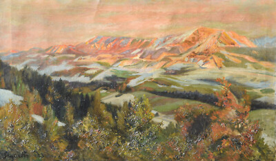 Paul Segieth 1884-1969 München / Gemälde 1923 Alpenglühen Samerberg ...