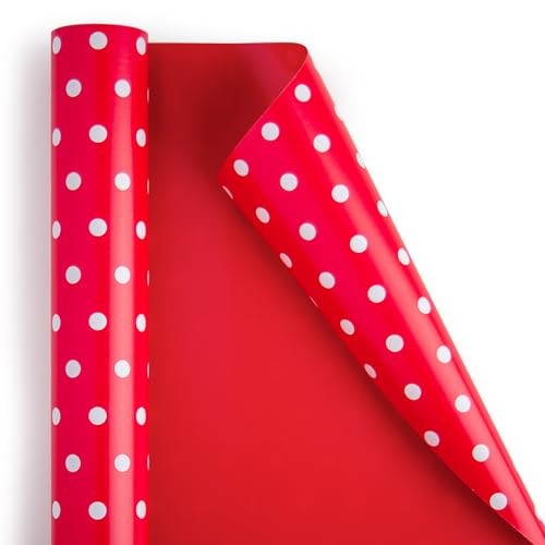 Wrapping Paper,Reversible Gift Wrap Paper with Polka Dot 17 inch x 32.8 ...