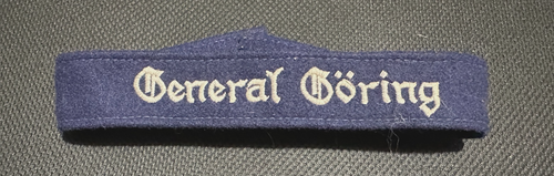WW2 GERMAN "GENERAL GORING" VINTAGE UNIFORM CUFF TITLE, HIGH QUALITY ...