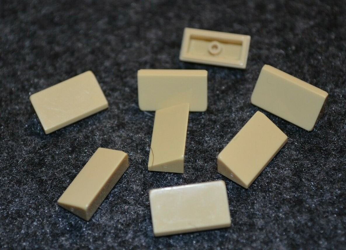 (8) 1x2 Tan / Sand Extra Small Slope Tile Brick Bricks ~ Lego ~ NEW ...