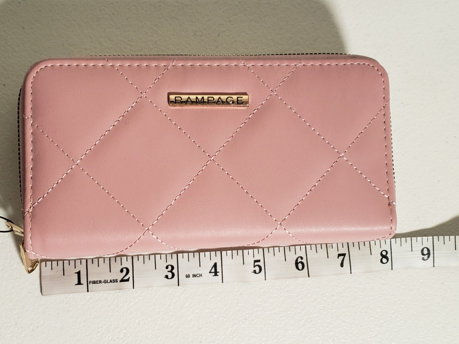 New Rampage Double Zip Around Clutch Wallet Faux Leather Rose Pink ...