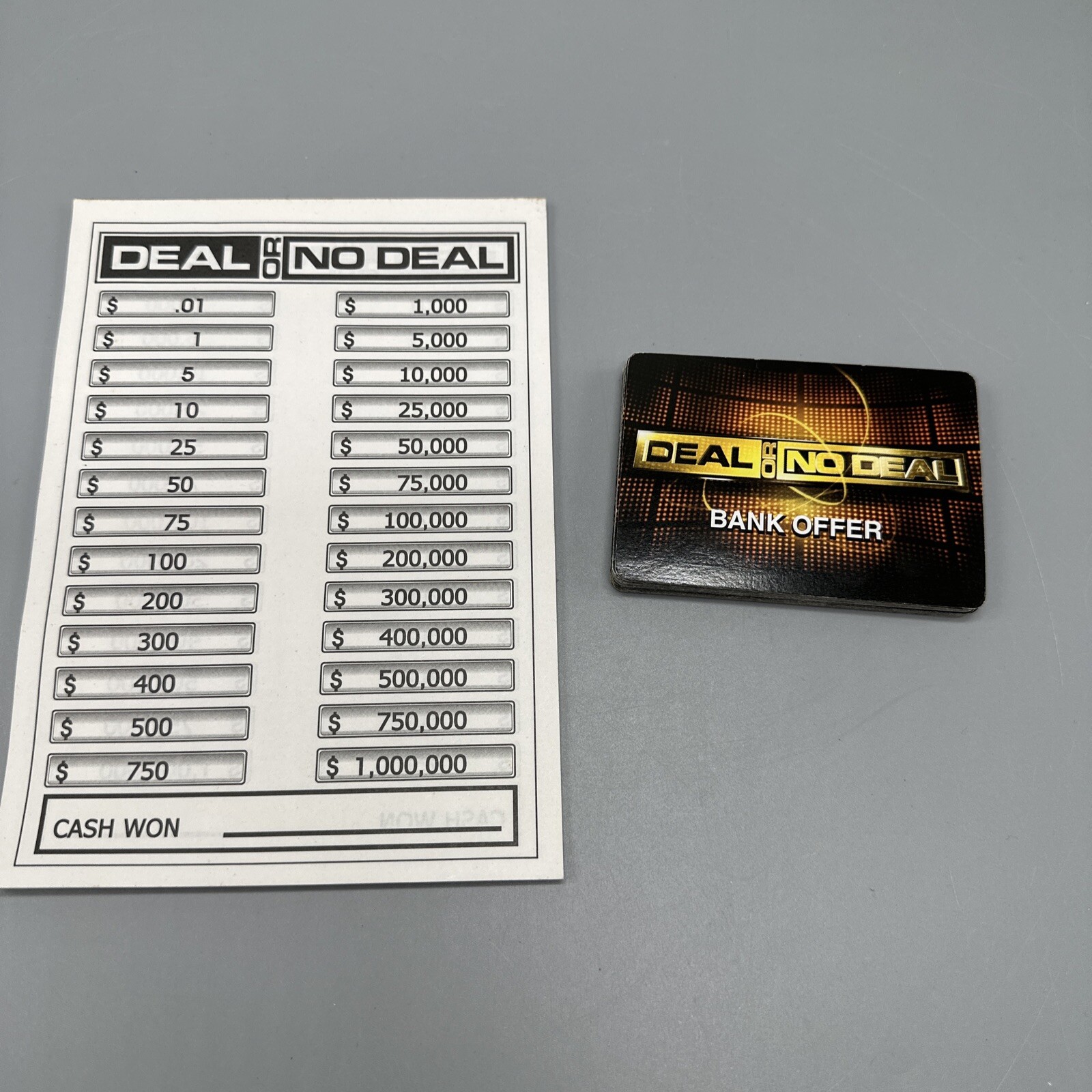 Deal or No Deal Board Game 2006 Pressman Parts 25 Bank Offer Cards ...