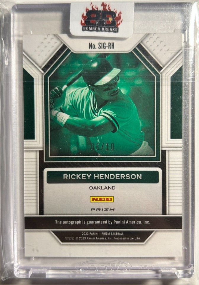 Rickey Henderson AUTO #/10 Panini Prizm Gold 2023 Signature Autograph ...