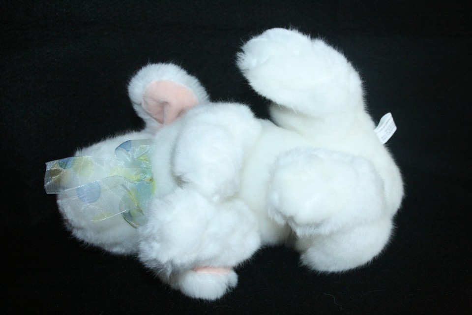 Goffa White Plush Bunny Rabbit Lovey Stuffed Animal Pink Ears 12" | eBay