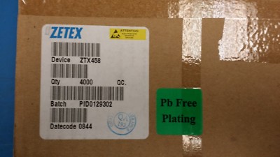 (4000 PCS) ZTX458 ZETEX Trans GP BJT NPN 400V 0.3A 3-Pin E-Line TO-92 ...