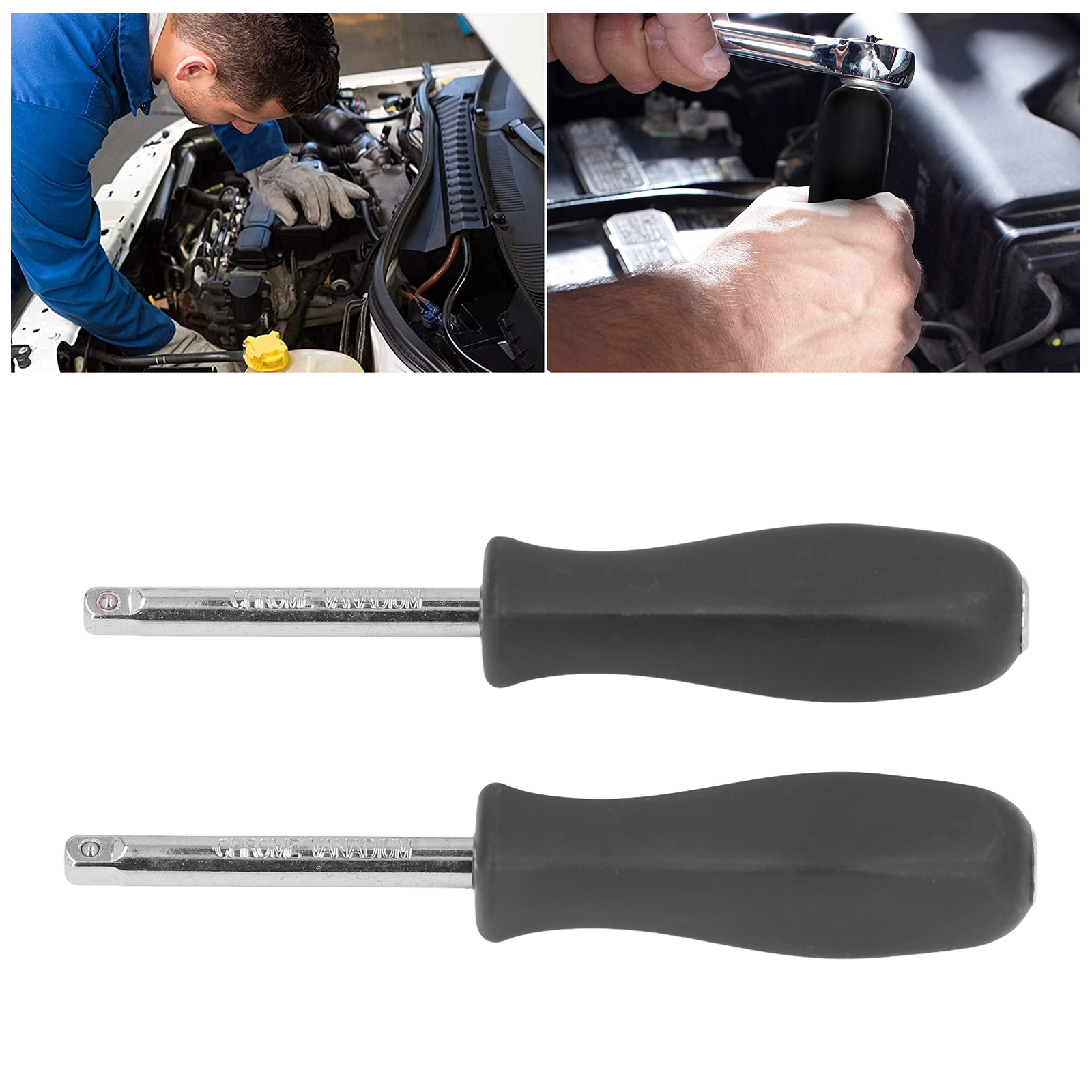 2Pcs 6in Drive Spinner 1/4in Socket Driver Handle Tool Set Kit for ...