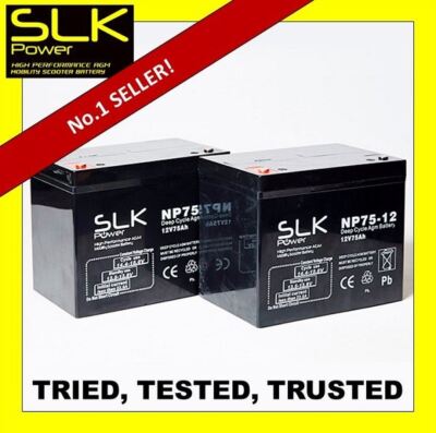 Roadmaster Enzo 8 Pair of SLK Power 12v 75Ah Mobility Scooter Batteries ...