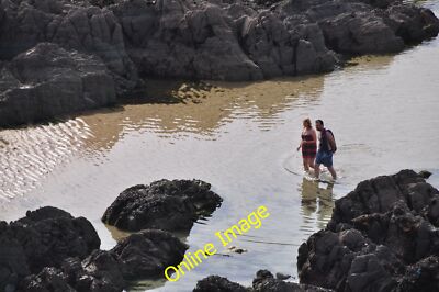 Photo 12x8 North Devon : Grunta Beach Mortehoe People wading through ...
