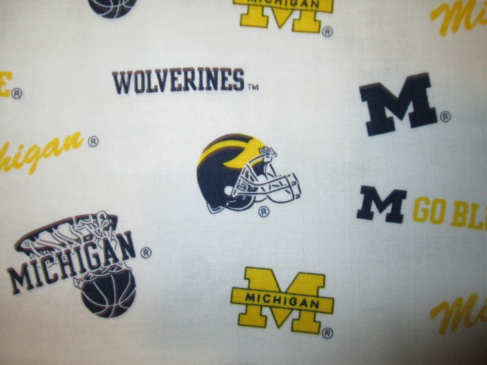UNIVERSITY OF MICHIGAN U of M WOLVERINES LICENSED COTTON FABRIC BTHY | eBay