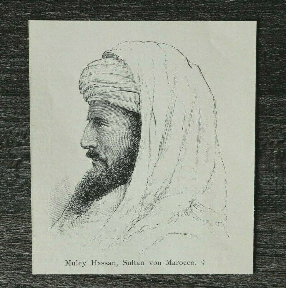 HO4) Holzschnitt 1885-1900 Muley Hassan Sultan von Marokko Marocco ...