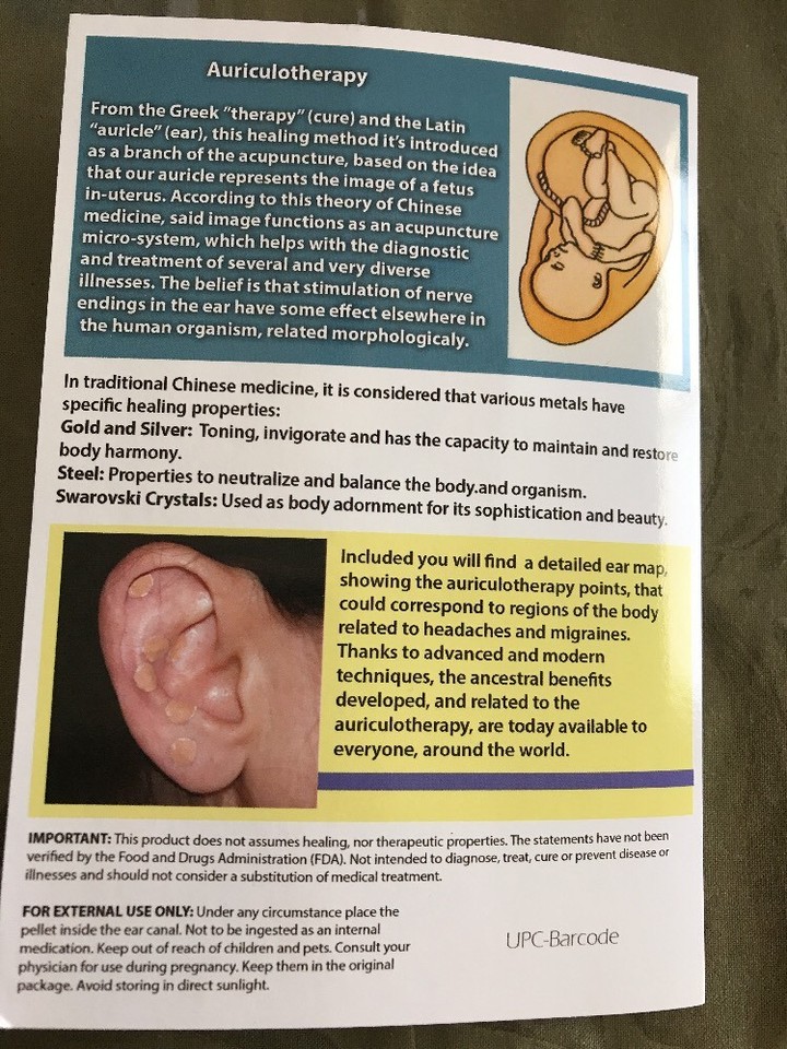 Ear Acupuncture Auriculotherapy Points Cards 6 X 10 Chart plus 480 ...