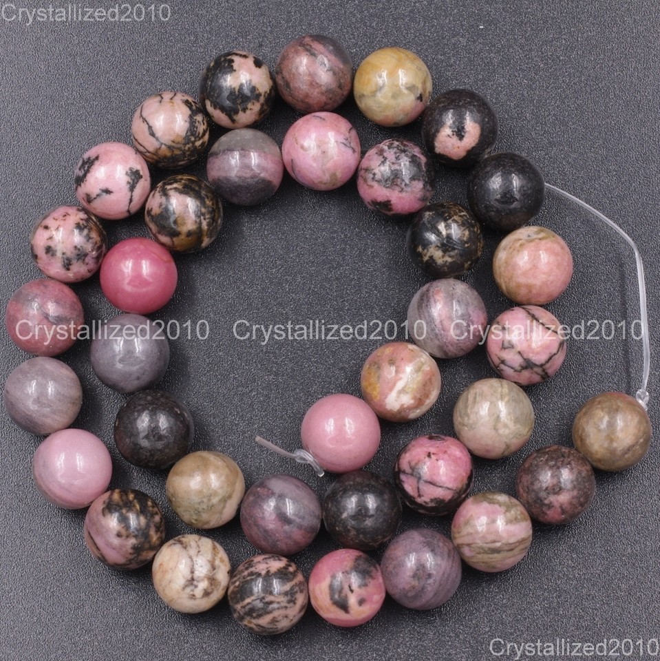Natural Gemstone Black Line Rhodochrosite Round Beads 4mm 6mm 8mm 10mm ...