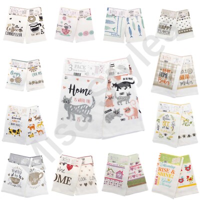 100% COTTON TEA TOWELS SET KITCHEN TERRY GLASS DISH CLEANING DRY CLOTH ...