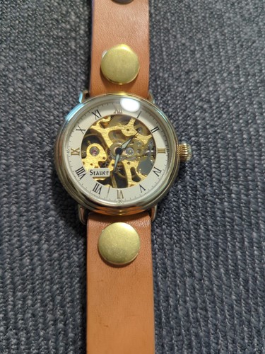 Stauer Skeleton Watch 14636 Mechanical Gold With Leather Steampunk ...