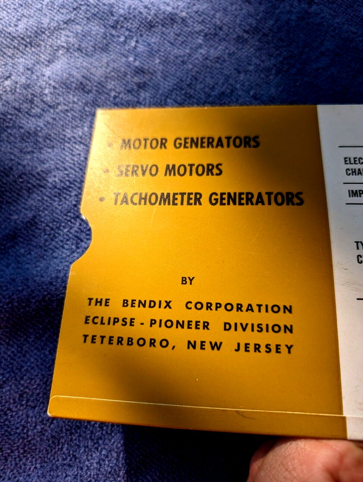 BENDIX ECLIPSE PIONEER DIV, TETERBORO, NJ Aviation Servo Motors ...