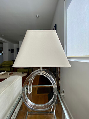 Pair of Herb Ritts Astrolite Hollywood Regency clear Lucite pretzel ...