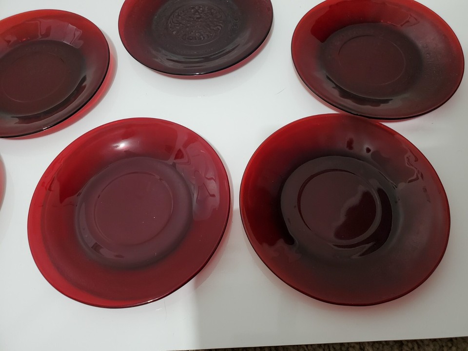 VINTAGE, 1930'S RUBY RED DEPRESSION GLASS ANCHOR HOCKING SIDE PLATES ...