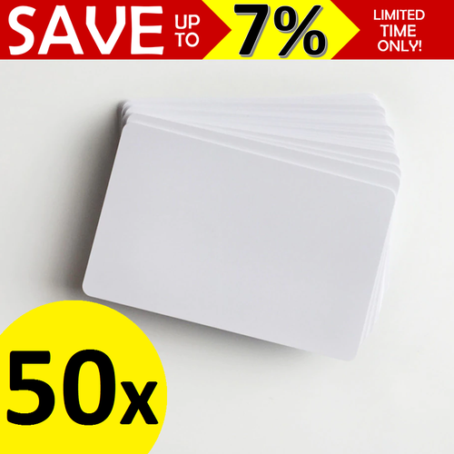50x Blank Plastic Cards White Plain Credit Card Size Rounded Corners ...