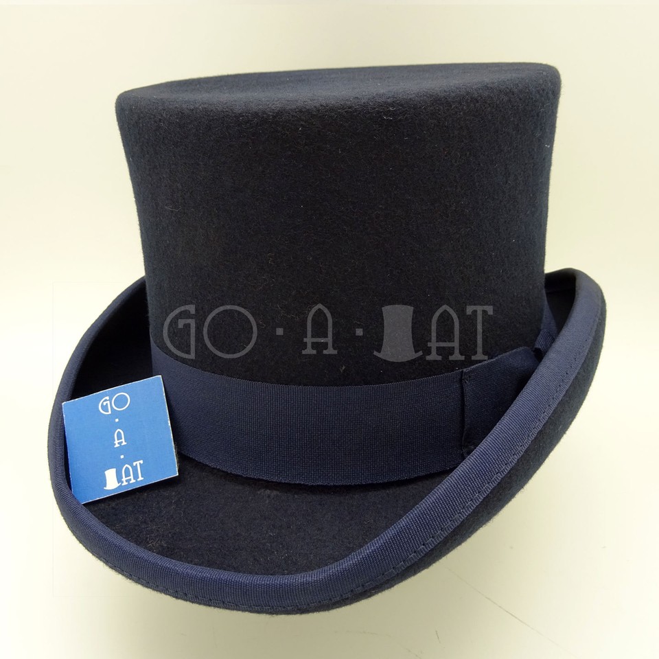 VINTAGE Wool Felt Men Top Hat Victorian Tuxedo Gentlemen Topper | Navy ...