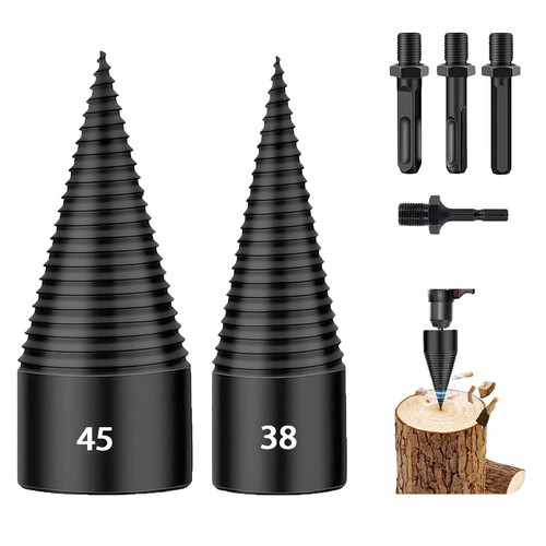 6Pcs Firewood Log Splitter 38mm+45mm Wood Splitter Drill Bit Detachable ...