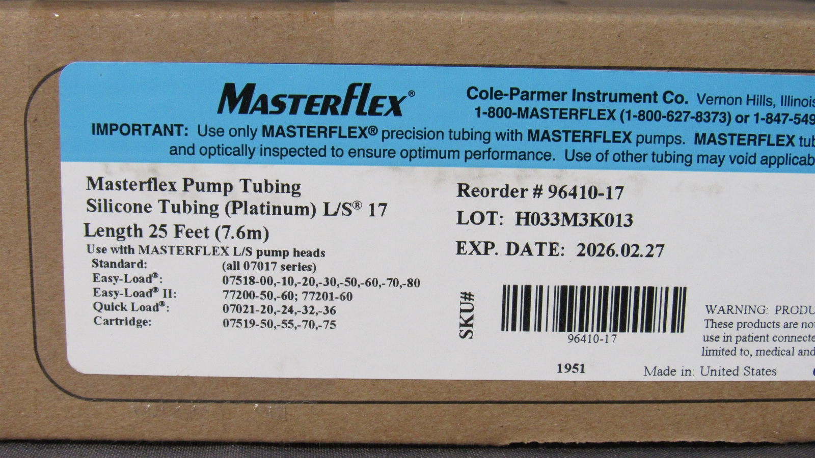 * NEW 25' MasterFlex 96410-17 L/S-17 Pump Tubing | eBay