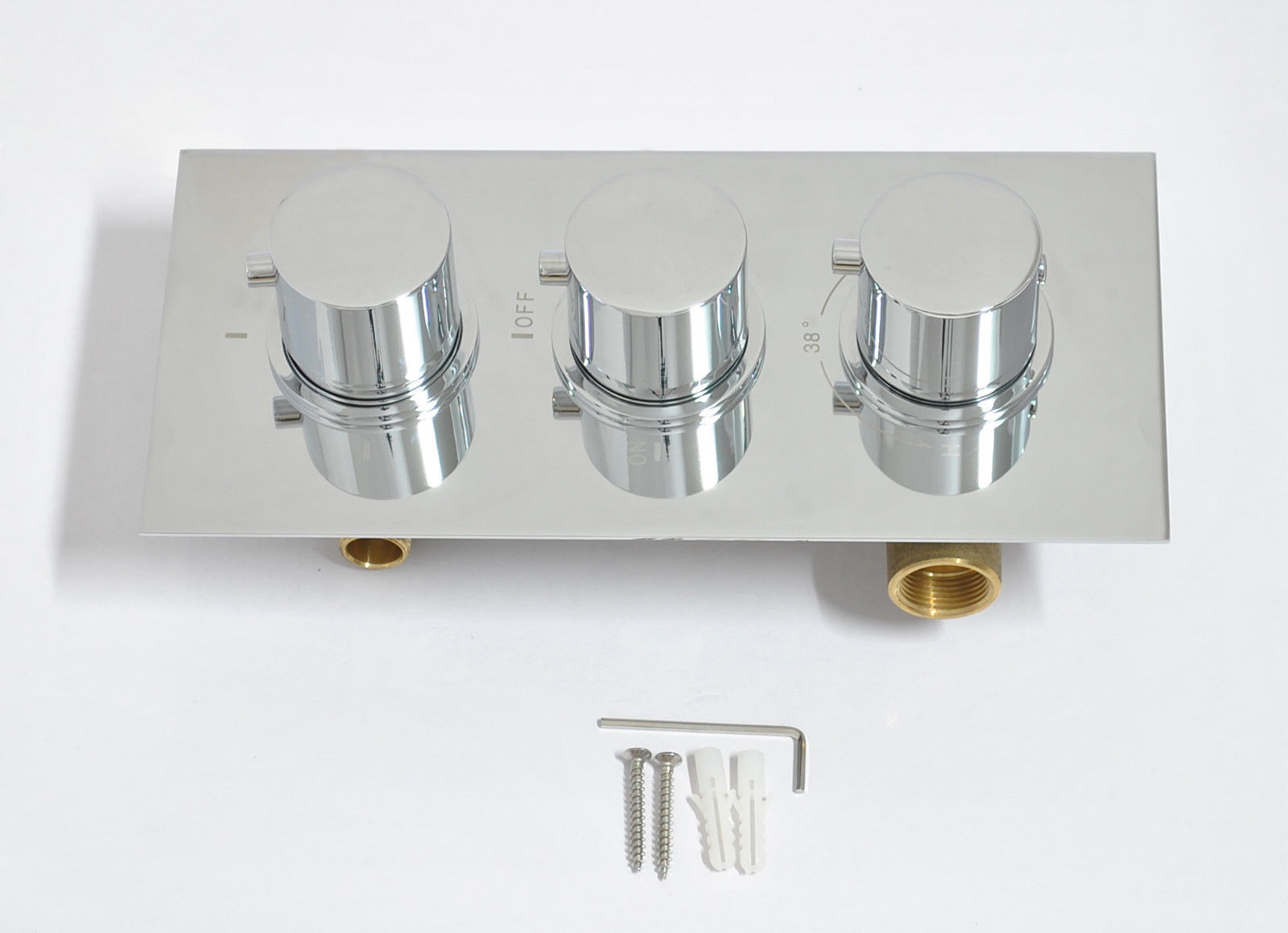 Concealed 3 Handles Brass Thermostatic Valve Shower Mixer Round Knobs ...