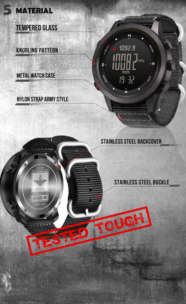 NORTH EDGE APACHE-46 Digital Watch Sport Watches With Compass altimeter ...