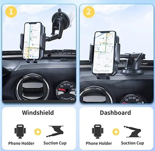 3-in-1 Car Phone Mount Dashboard Windshield Universal Holder Adjustable ...