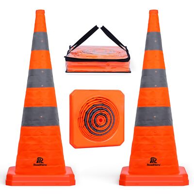 36 Inch [2 Pack] Collapsible Traffic Safety Cones, Multi Purpose Pop-up ...