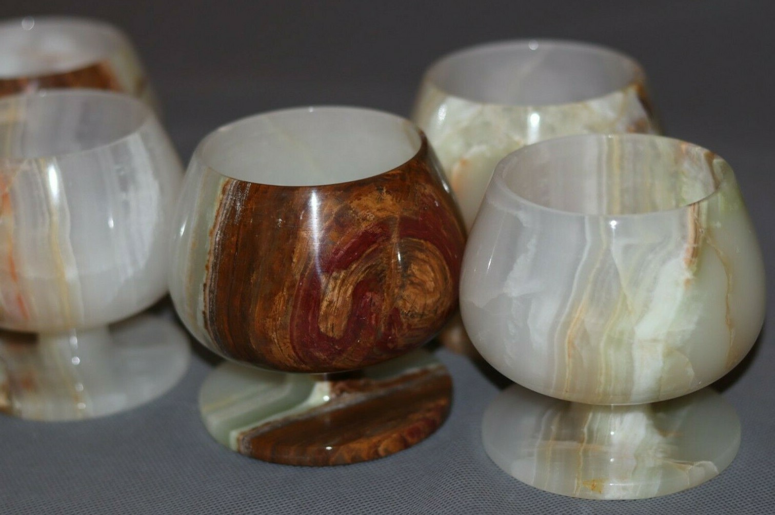 NATURAL ONYX GOBLETS WINE/ALCOHOL GLASS - 6 PIECES, 4" X 4" X 4", Cap ...