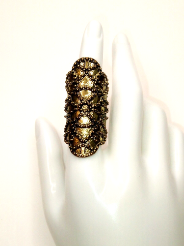Antique Gold / Brass Tone Long Full Finger Ring ~ Size 6 | eBay