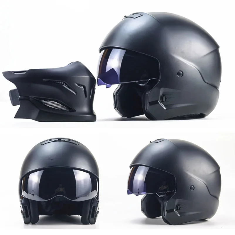 Personality Retro Motorcycle Helmet Detachable Combination Full Face ...