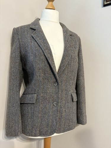 Heather Valley Ladies Harris Tweed 14 Jacket Blazer Herringbone Grey ...