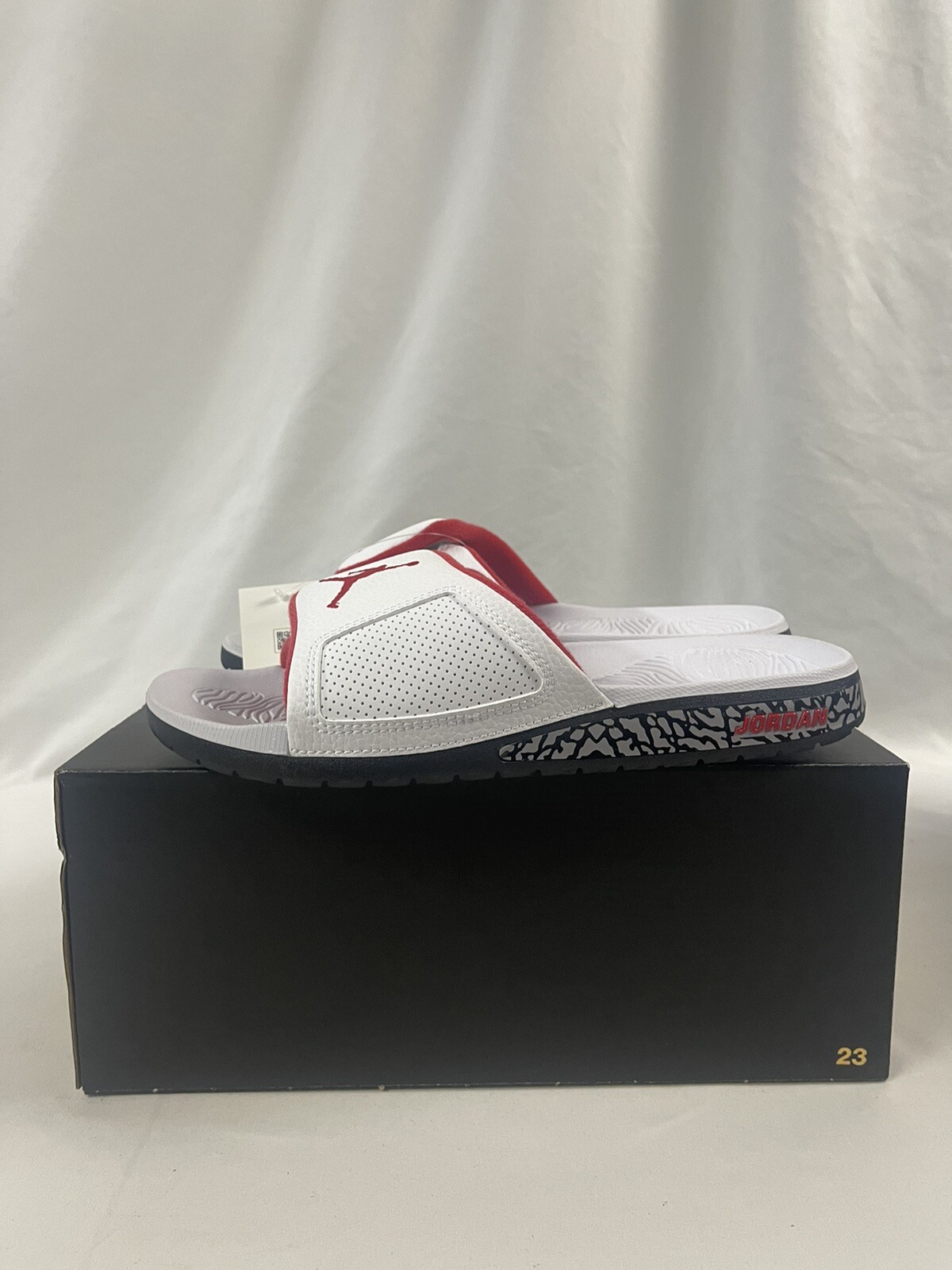 Nike Air Jordan Hydro 3 Retro Slides White Cement Red 854556-103 Mens ...