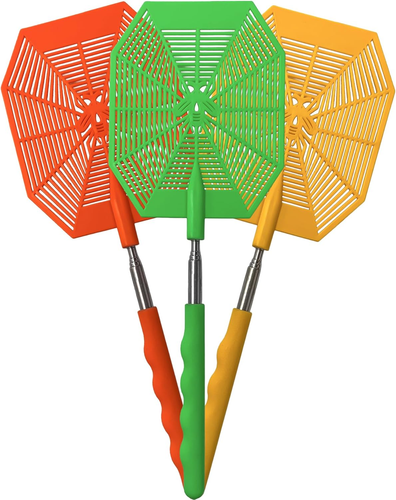 Set of 3 Telescopic Fly Swatters - Extends from 11" to 23.5" with ...