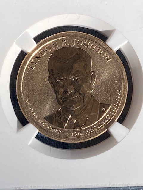 2 ea 2015 LBJ Presidential Dollar Coins 1 Ultra Cam, 1 Reverse PF69 C&C ...