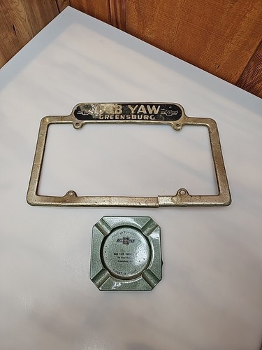 Greensburg Indiana Bob Yaw License Plate Cover and Ashtray VERY RARE ...