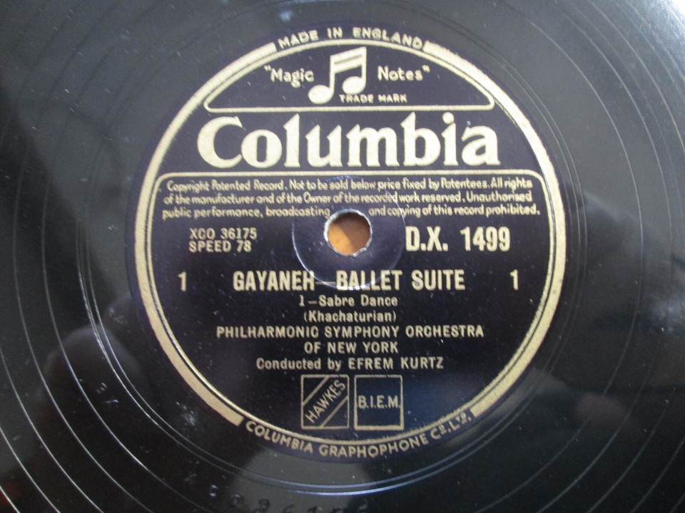 DX 1499 Efrem Kurtz Gayaneh Ballet Suite Khachaturian 78rpm Columbia 12 ...