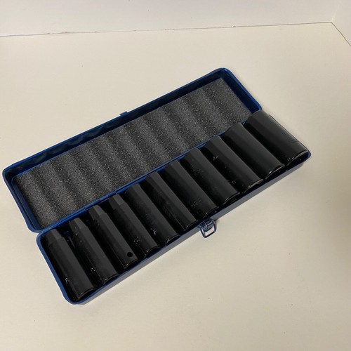 11 Piece 1/2" Drive 6-Point Deep Impact SAE Socket Set Vanadium Steel ...