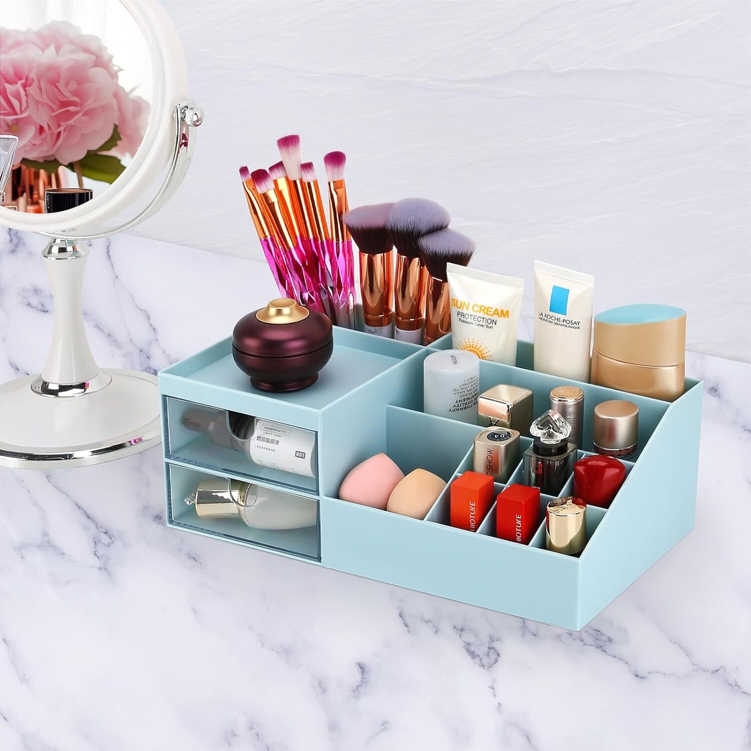 LETURE Desk Organizer, Cosmetic Makeup Vanity Organizer Box, Bathroom ...