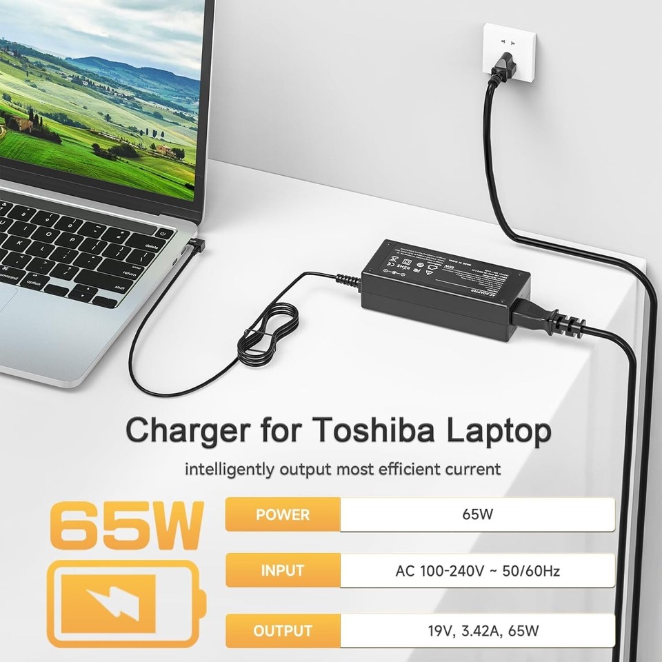 AC Charger for Toshiba Satellite C55-B C55-B5100 C55-B5101 C55-b5200 ...