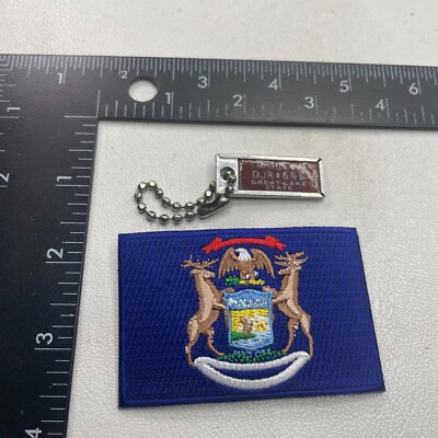 1 Michigan STATE FLAG Patch + 1 VINTAGE DAV MICHIGAN LICENCE PLATE ...