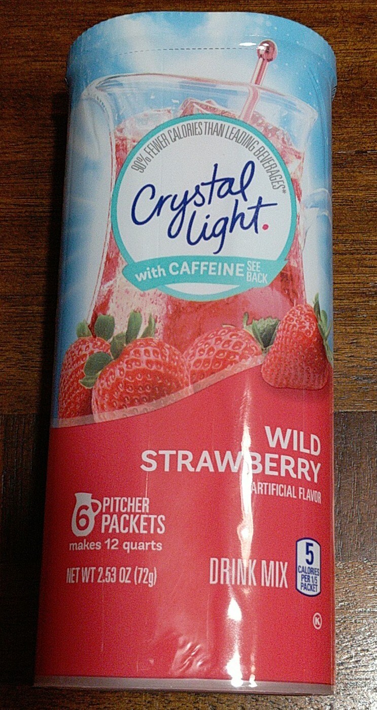 5 Canisters Crystal Light Wild Strawberry Caffeine Drink Mix 6 Pitcher ...