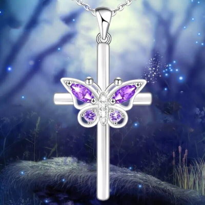 Purple Cross With Butterfly