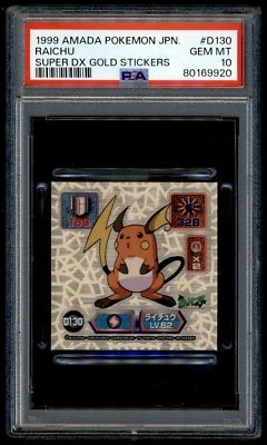 Pokemon Japanese Amada Sticker 1999 D130 Raichu Super DX Gold PSA 10 ...