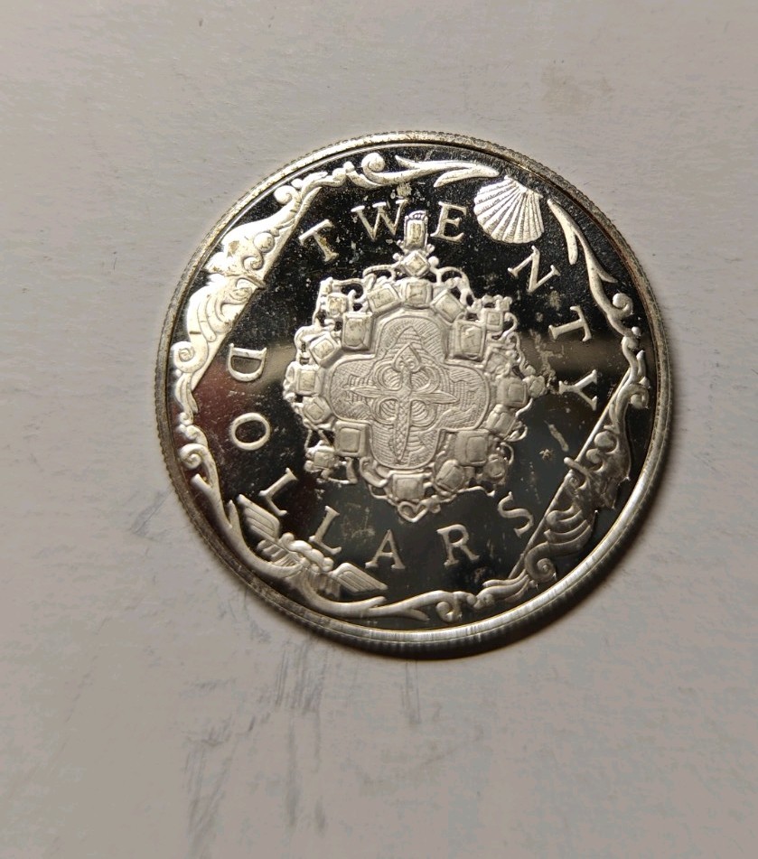 1985 20 Dollars Silver Coin British Virgin Islands Queen Elizabeth Gold ...