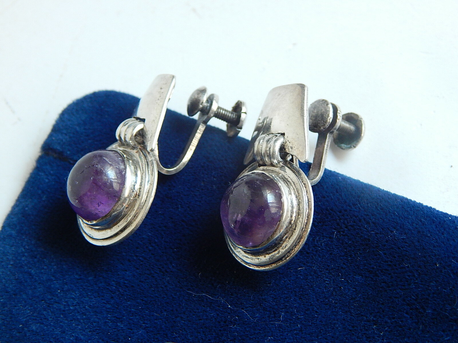 Fred Davis Vintage Mexico Amethyst Cab Sterling Silve… - Gem